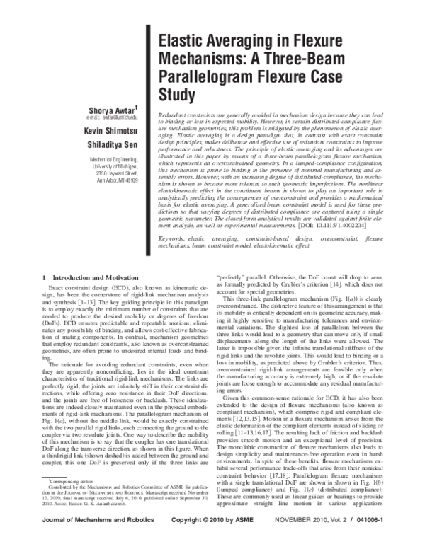 (PDF) S.: Elastic averaging in flexure mechanisms: A three-beam ...