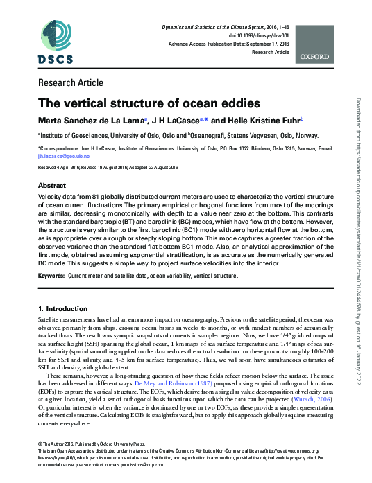 (PDF) The vertical structure of ocean eddies