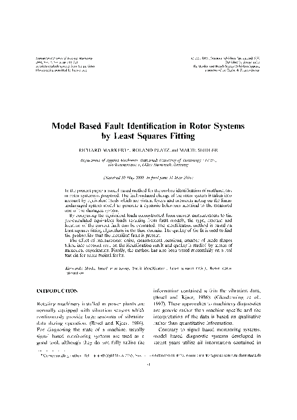 (PDF) Model based fault identification in rotor systems by least squares fitting