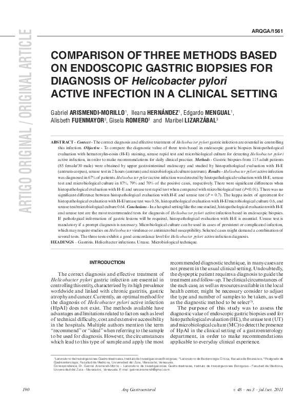 (PDF) Comparison of three methods based on endoscopic gastric biopsies ...