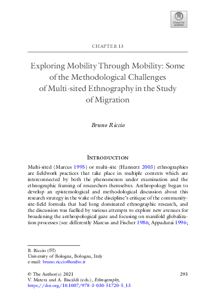(PDF) Exploring Mobility Through Mobility: Some of the Methodological Challenges of Multi-sited ...