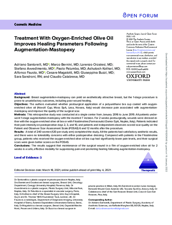 (PDF) Treatment With Oxygen-Enriched Olive Oil Improves Healing Parameters Following ...
