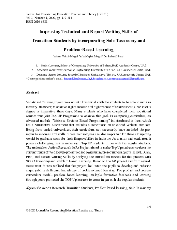 (PDF) Improving Technical and Report Writing Skills of Transition ...