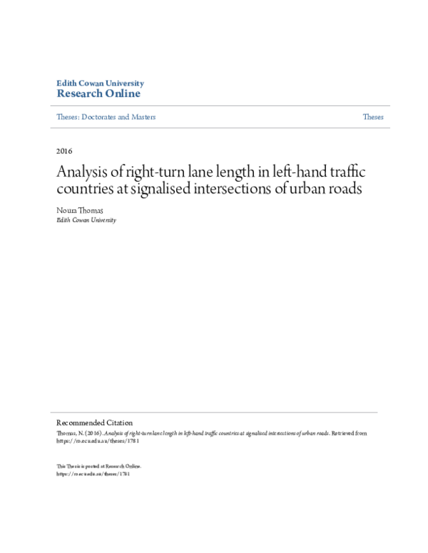 (PDF) Analysis of right-turn lane length in left-hand traffic countries ...