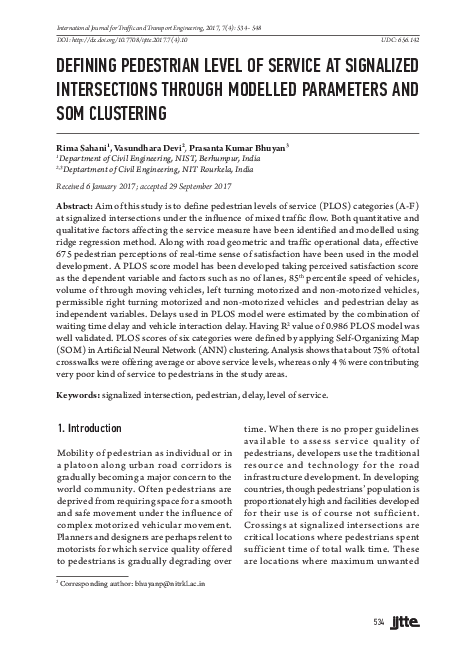 Pdf Defining Pedestrian Level Of Service At Signalized Intersections