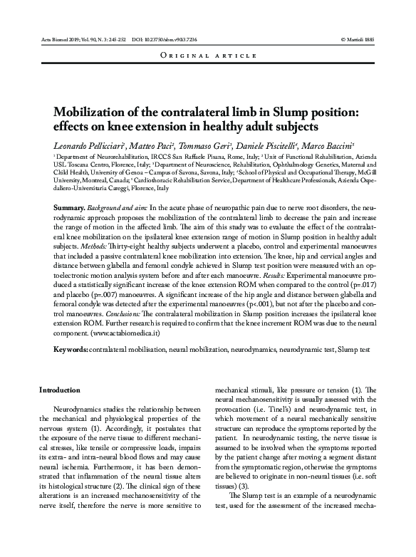 (PDF) Effects of Contralateral Limb Mobilization on Knee Extension in ...