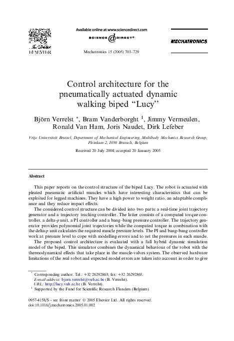 (PDF) Control architecture for the pneumatically actuated dynamic ...