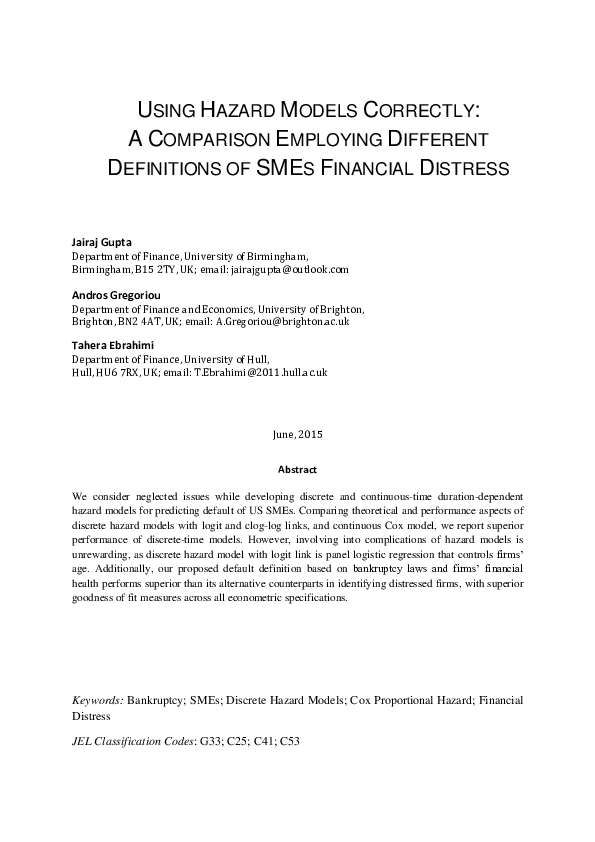 (PDF) Using hazard models correctly: a comparison employing different ...