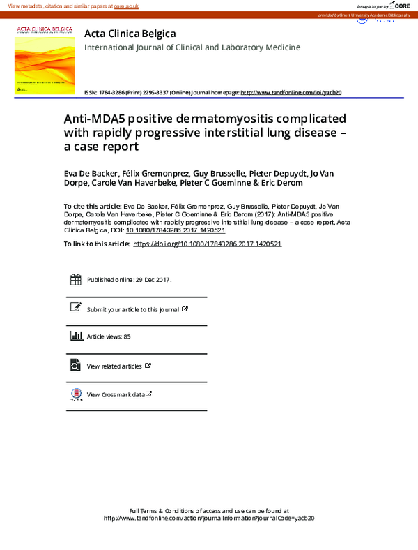(PDF) Anti-MDA5 positive dermatomyositis complicated with rapidly ...