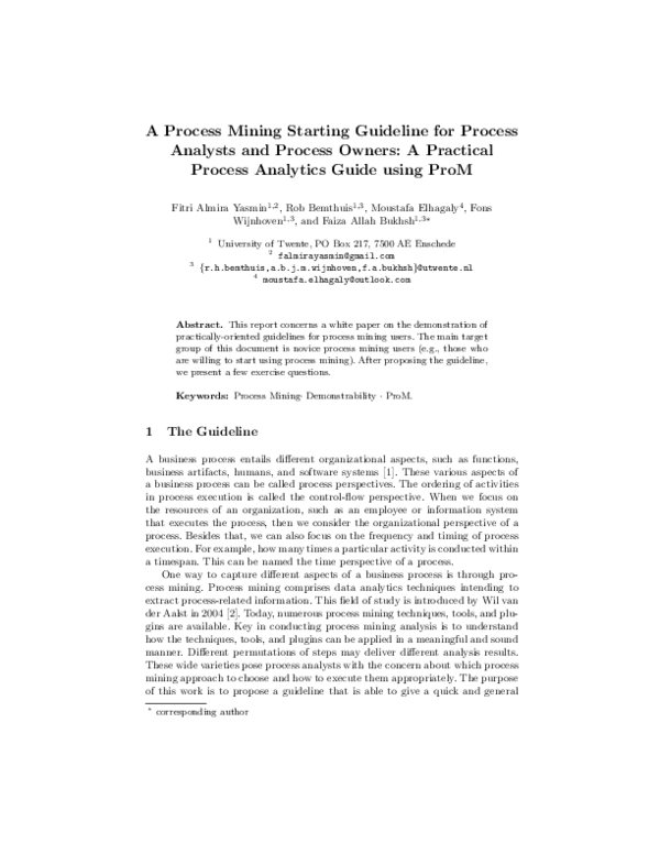 (PDF) A Process Mining Starting Guideline for Process Analysts and ...