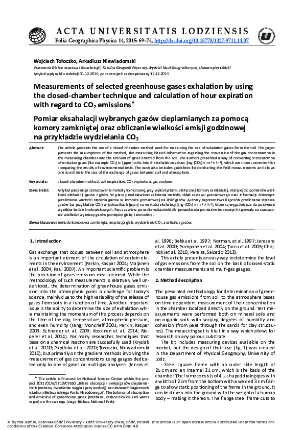(PDF) Measurements of selected greenhouse gases exhalation by using the ...