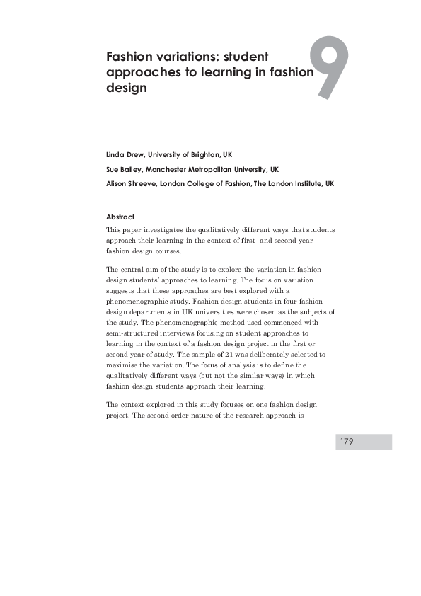 (PDF) Fashion Variations: Students Approaches to Learning in Fashion Design