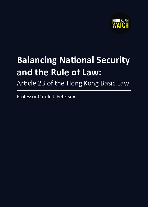 (PDF) Article 23 of the Hong Kong Basic Law