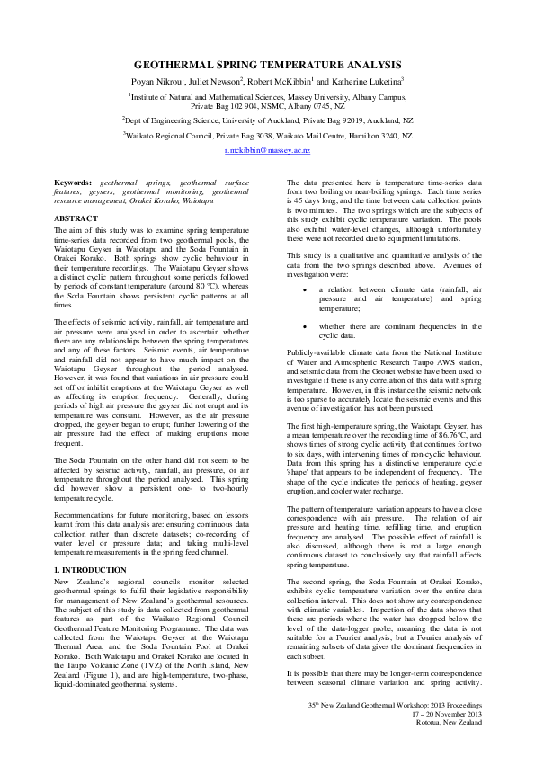 (PDF) Geothermal Spring Temperature Analysis