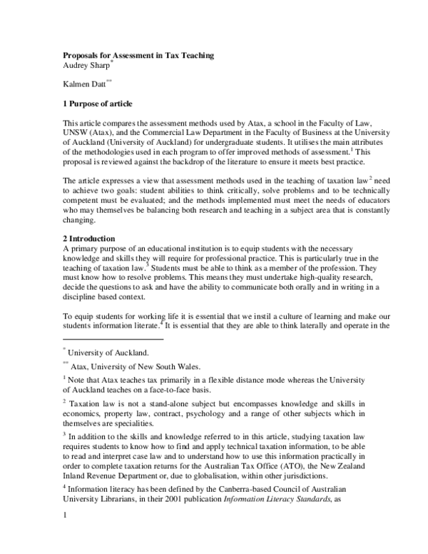 (PDF) Proposals for Assessment in Tax Teaching