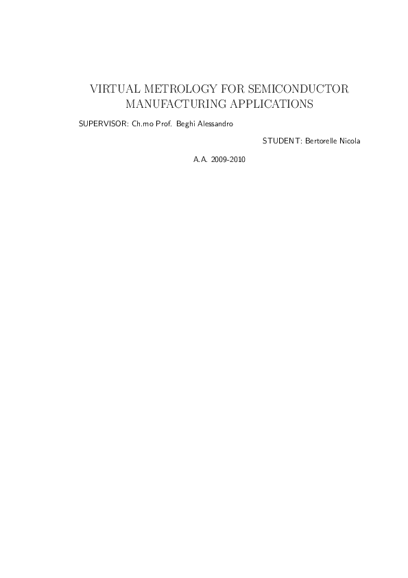 (PDF) Virtual metrology for semiconductor manufacturing applications