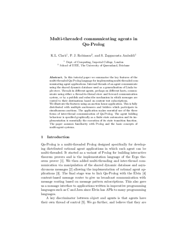 (PDF) Multi-threaded communicating agents in