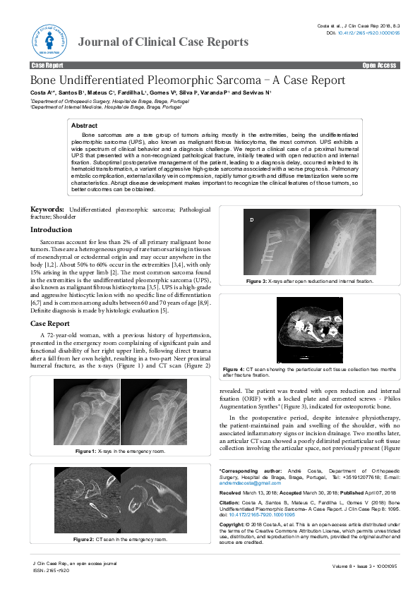 (PDF) Bone infarct transformation into undifferentiated pleomorphic ...