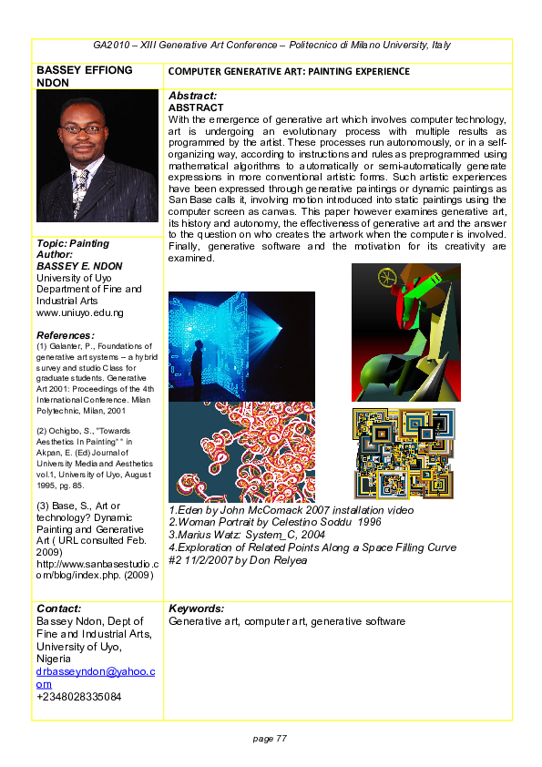 (PDF) Computer Generative Art: Painting Experience