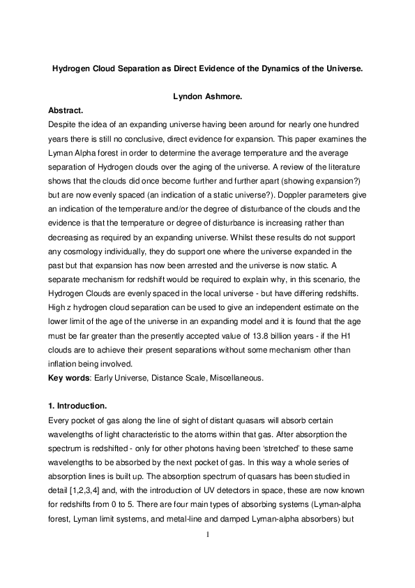 (PDF) Hydrogen Cloud Separation as Direct Evidence of the Dynamics of ...