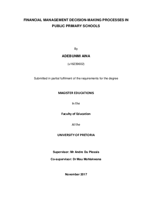 (PDF) Financial management decision-making processes in public primary ...