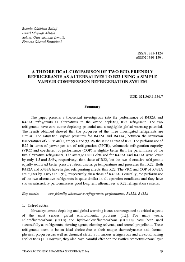 (PDF) A Theoretical Comparison of Two Eco-Friendly Refrigerants as ...