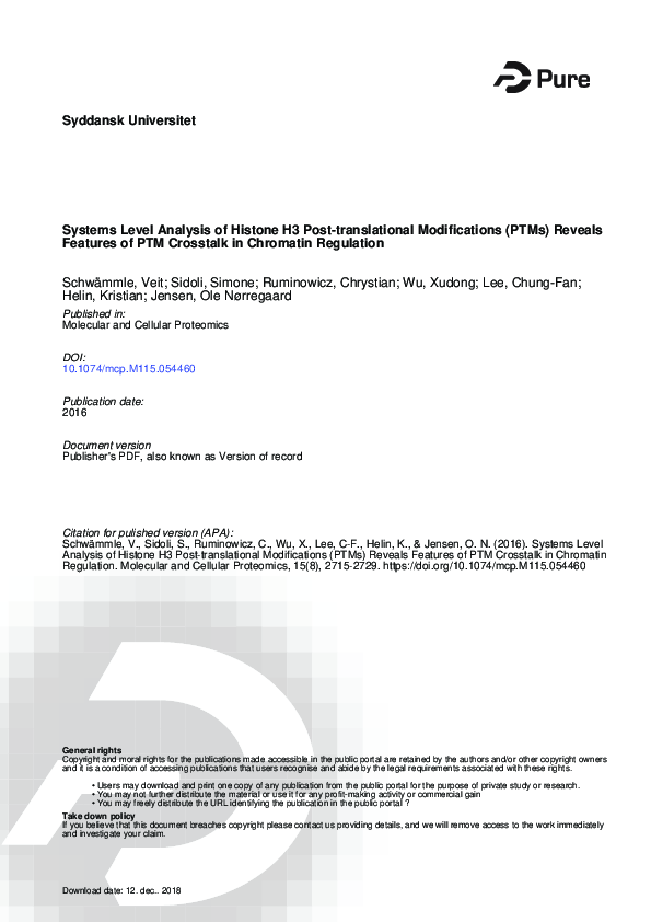 (PDF) Systems level analysis of histone H3 post-translational ...