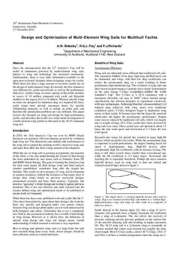 (PDF) Design and Optimisation of Multi-Element Wing Sails for Multihull ...