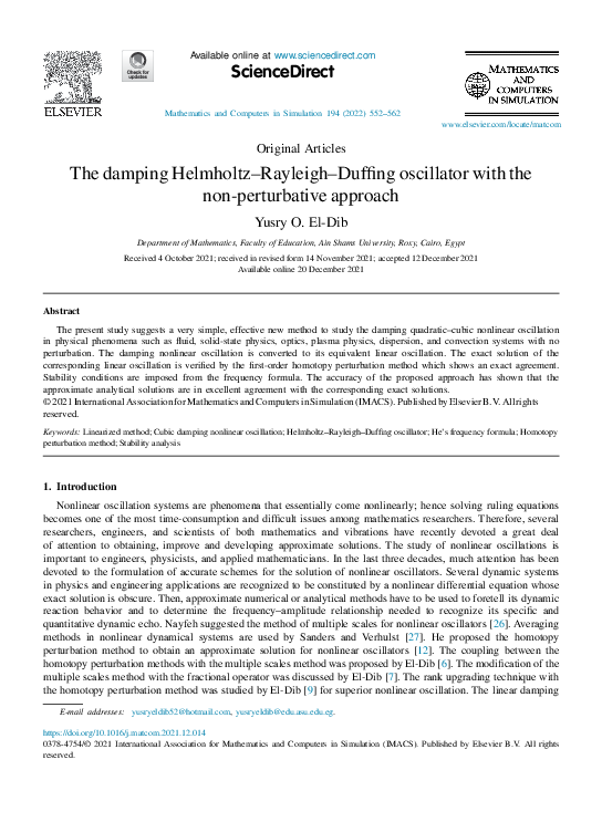 (PDF) The damping Helmholtz-Rayleigh-Duffing oscillator with the non ...