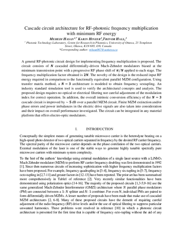 (PDF) A generalized circuit architecture for RF-photonic frequency ...