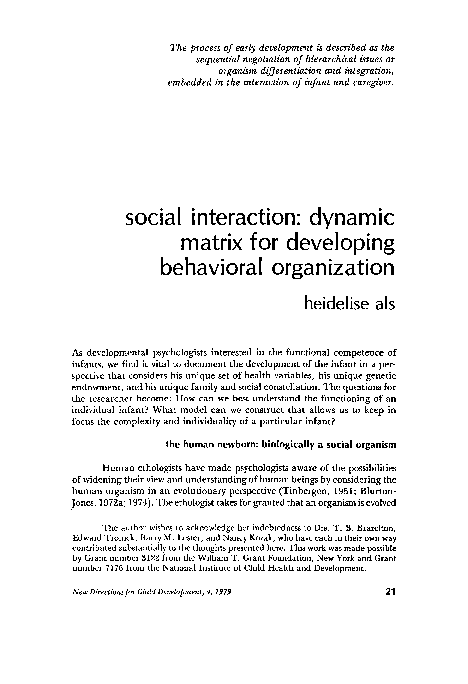 (PDF) Social interaction: Dynamic matrix for developing behavioral ...