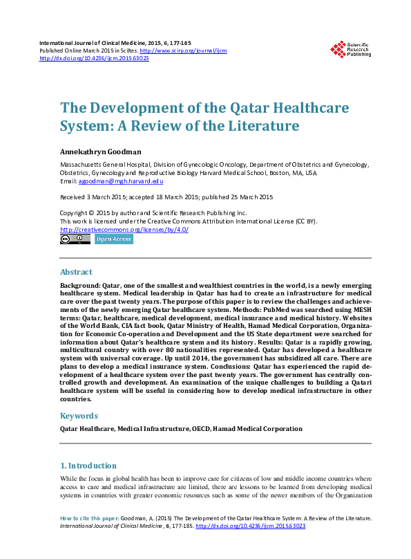(PDF) The Development of the Qatar Healthcare System: A Review of the ...