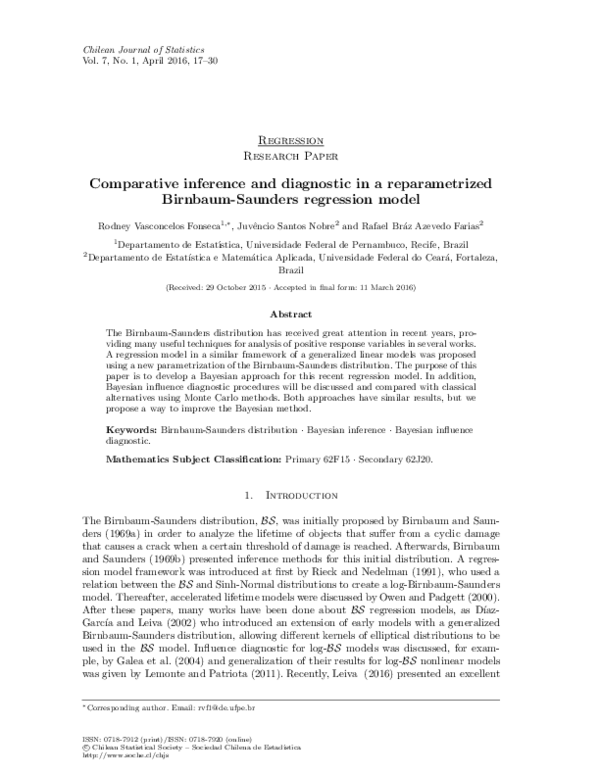 (PDF) Comparative inference and diagnostic in a reparametrized Birnbaum ... (PDF) Comparative inference and diagnostic in a reparametrized Birnbaum ...