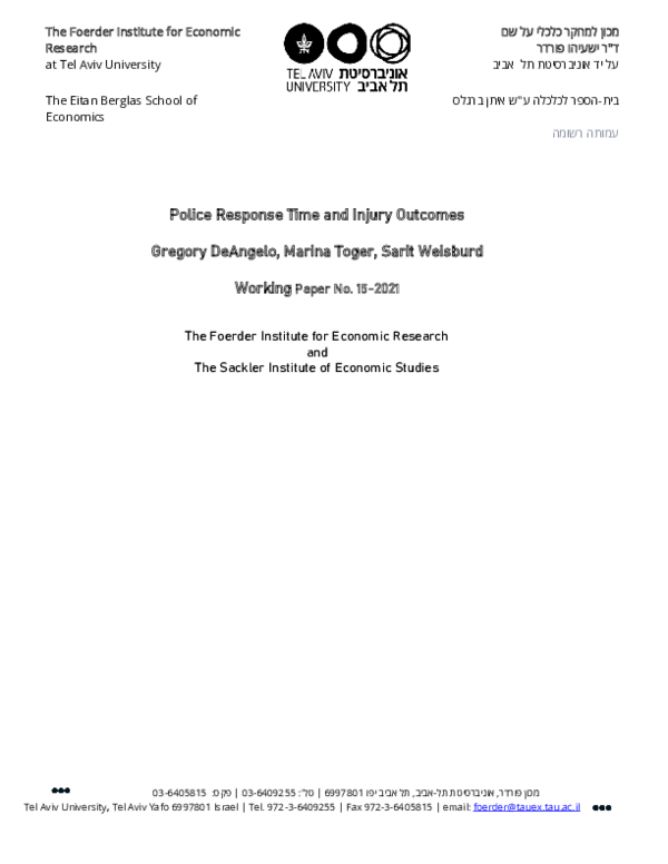 (PDF) Police Response Times and Injury Outcomes