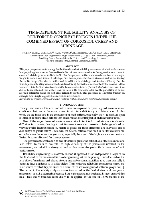 (PDF) Time-Dependent Reliability Analysis of Reinforced-Concrete Bridges Under the Combined ...