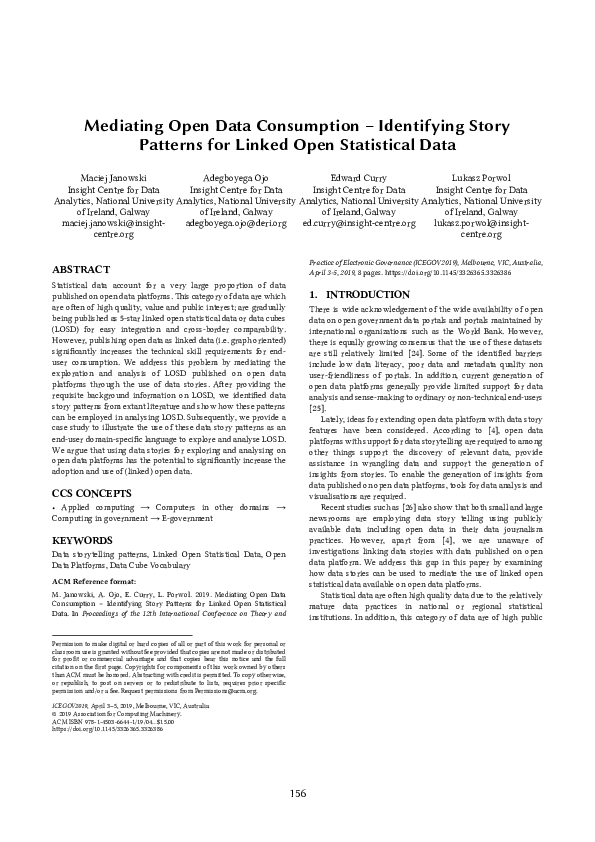 (PDF) Mediating Open Data Consumption - Identifying Story Patterns for Linked Open Statistical Data