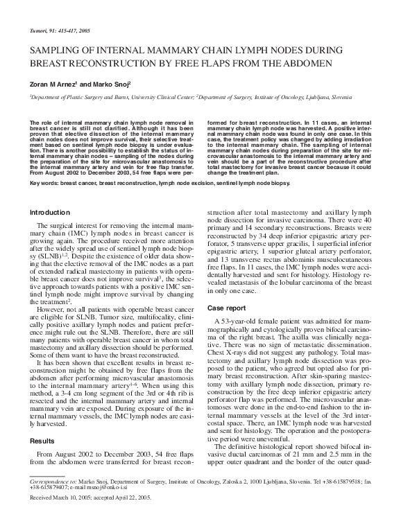 (PDF) Sampling of internal mammary chain lymph nodes during breast ...
