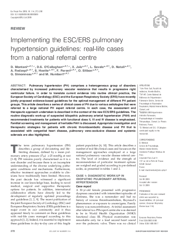 (PDF) Implementing the ESC/ERS pulmonary hypertension guidelines: real ...