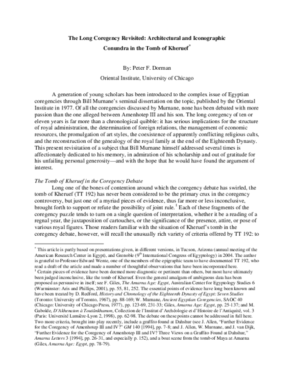 (PDF) The Long Coregency Revisited: Architectural And Iconographic ...