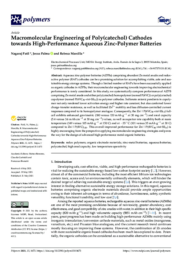 (PDF) Macromolecular Engineering of Poly(catechol) Cathodes towards ...