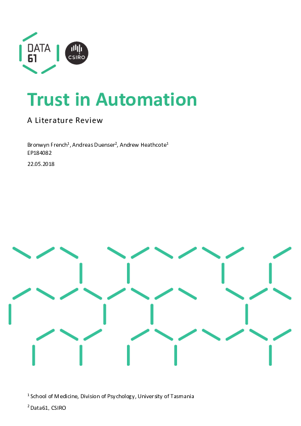 (PDF) Trust in Automation A Literature Review