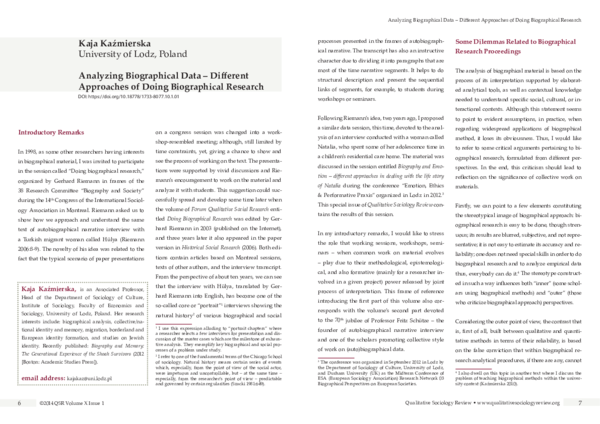 (PDF) Analyzing Biographical Data – Different Approaches of Doing ...