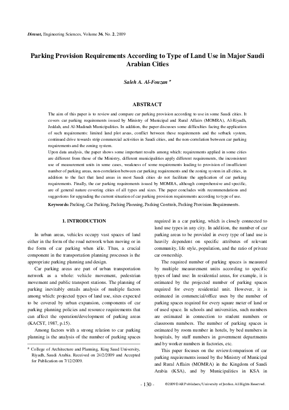 (PDF) Parking Provision Requirements According to Type of Land Use in ...