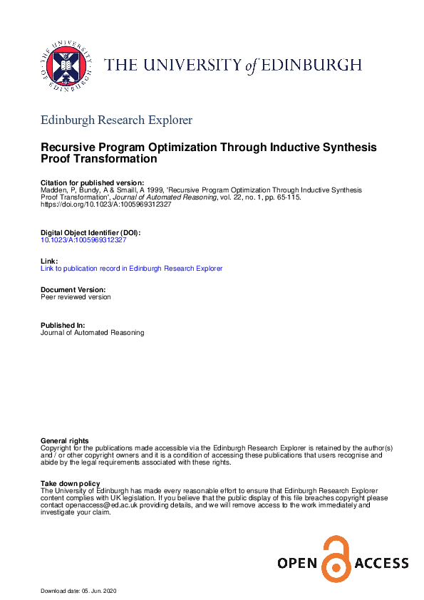 (PDF) Recursive program optimization through inductive synthesis proof transformation