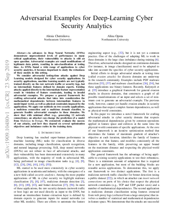 (PDF) Adversarial Examples for Deep Learning Cyber Security Analytics
