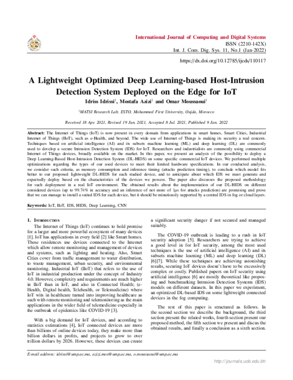 Pdf A Lightweight Optimized Deep Learning Based Host Intrusion Detection System Deployed On