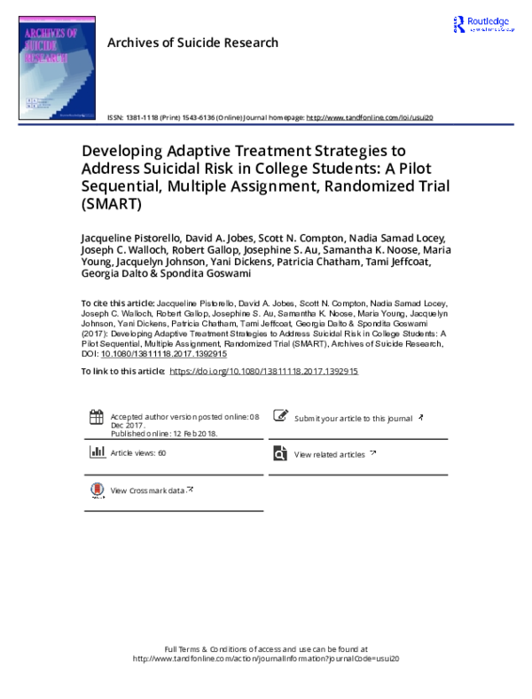 (PDF) Developing Adaptive Treatment Strategies to Address Suicidal Risk ...