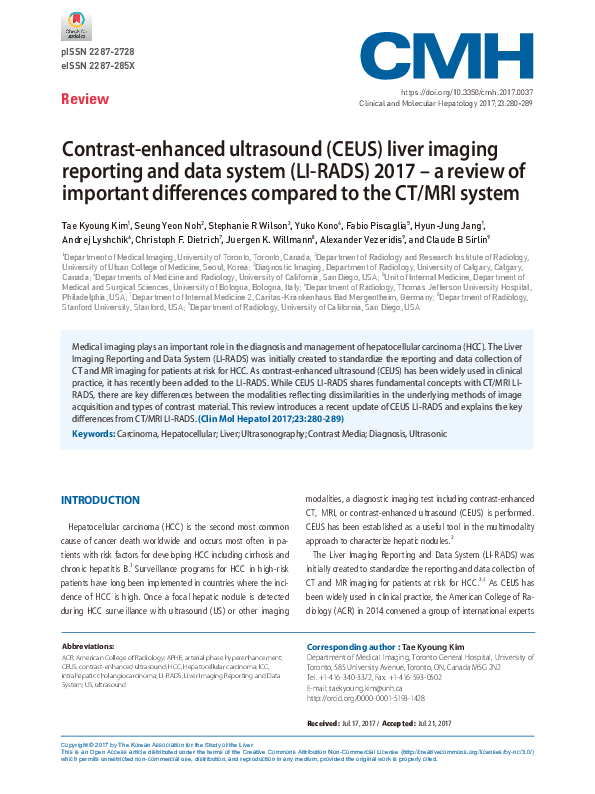 (PDF) Contrast-enhanced ultrasound (CEUS) liver imaging reporting and ...