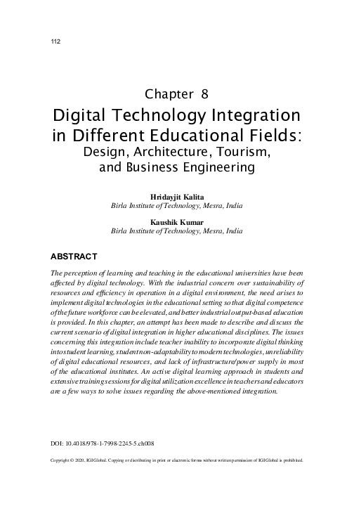 (PDF) Digital Technology Integration in Different Educational Fields