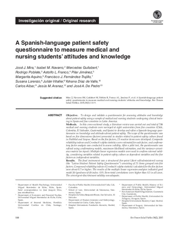(PDF) A Spanish-language patient safety questionnaire to measure ...